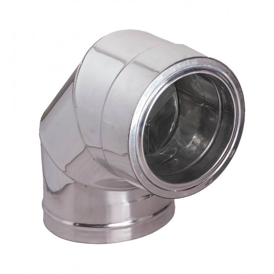 ᐉ Dvostensko dimniško koleno 90°, Nerjaveče jeklo AISI 304, Izolacija ...